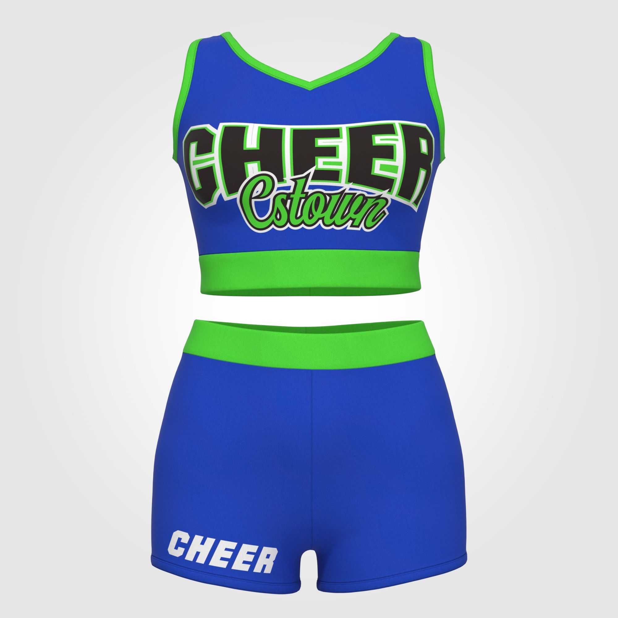 Adult Light Blue 2 Piece Cheerleader Costume Cstowncheer